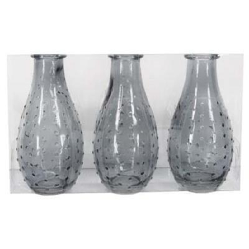 Pack of 3 Grey Dimple Glass Small Vase by Gisela Graham \ Gifts ...